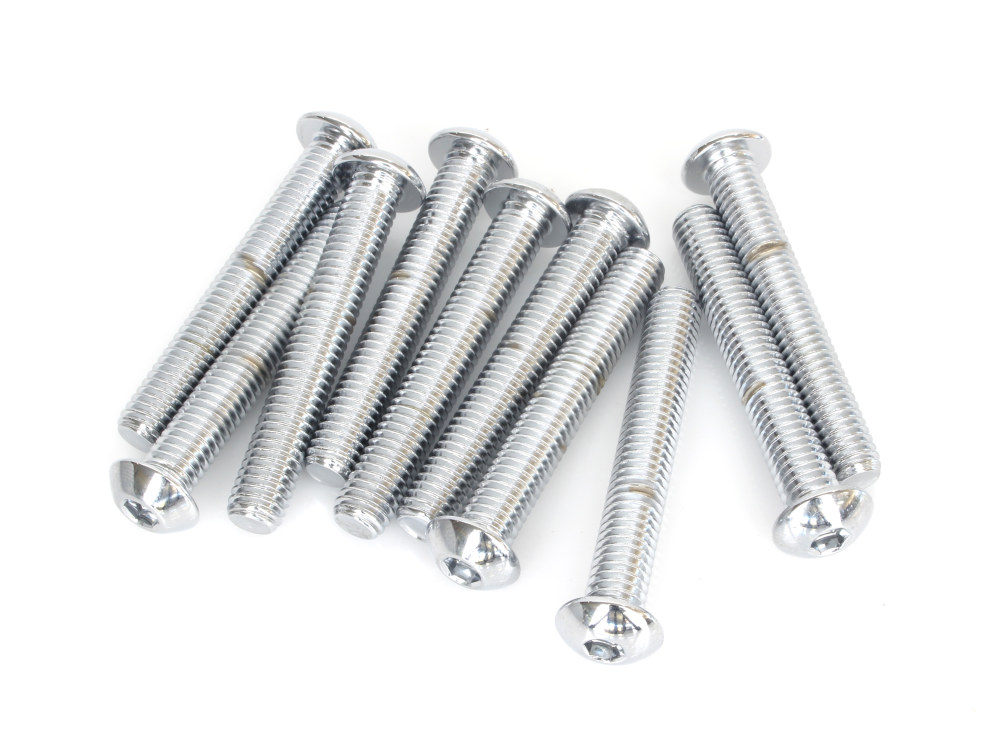3 8 16 X 2 1 2in UNC Button Head Allen Bolts Chrome Pack 10